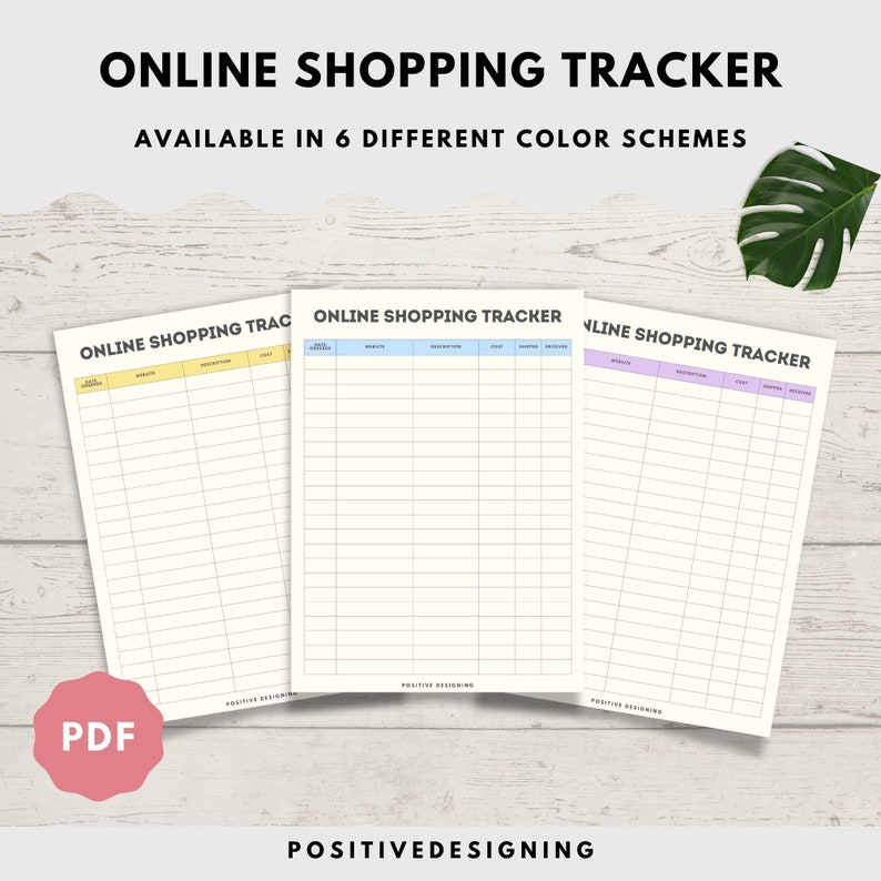 Online Shopping Tracker Printable, Order Tracker, Online Purchases Log ...