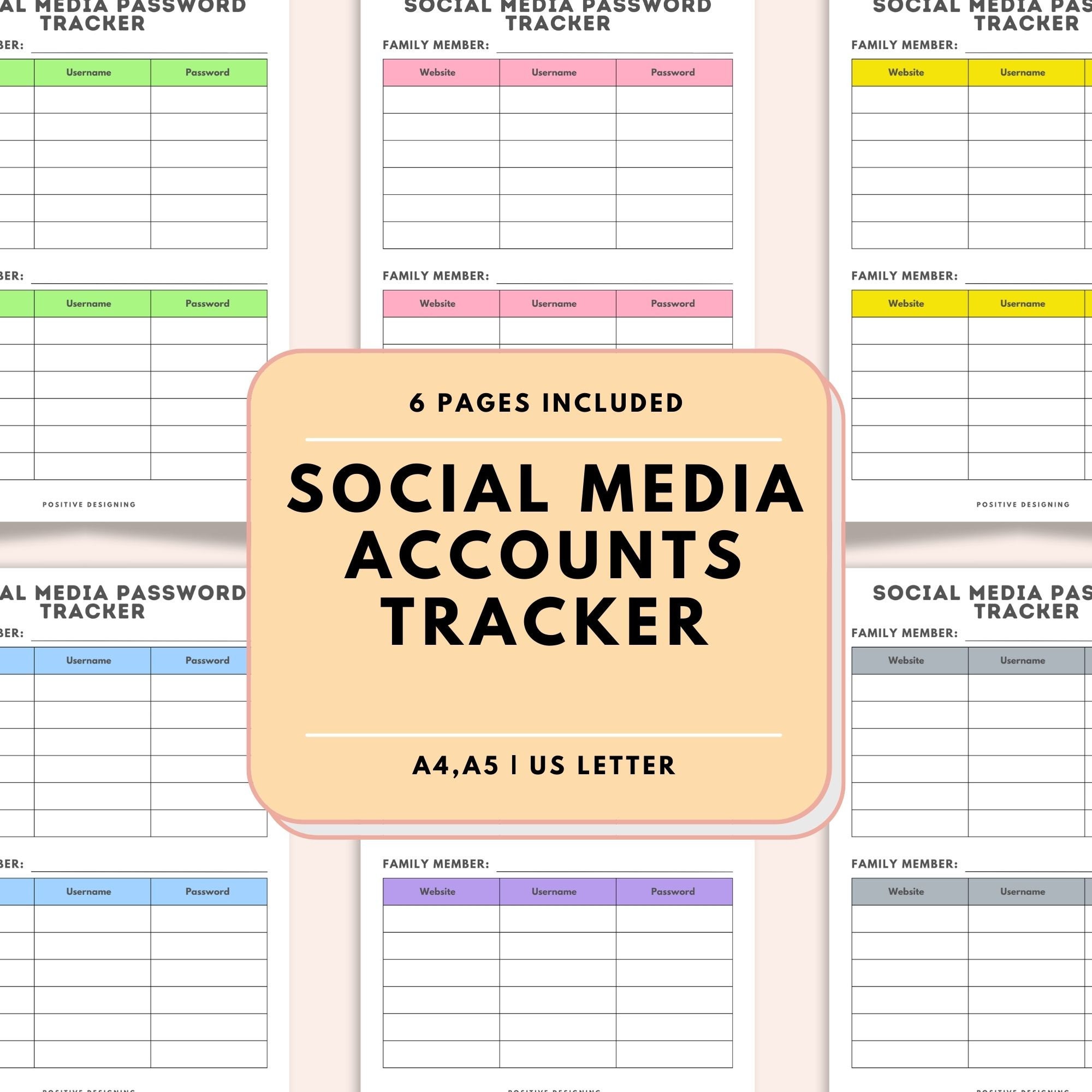 Social Media Password Tracker | Password Organizer Sheet | Social Media ...