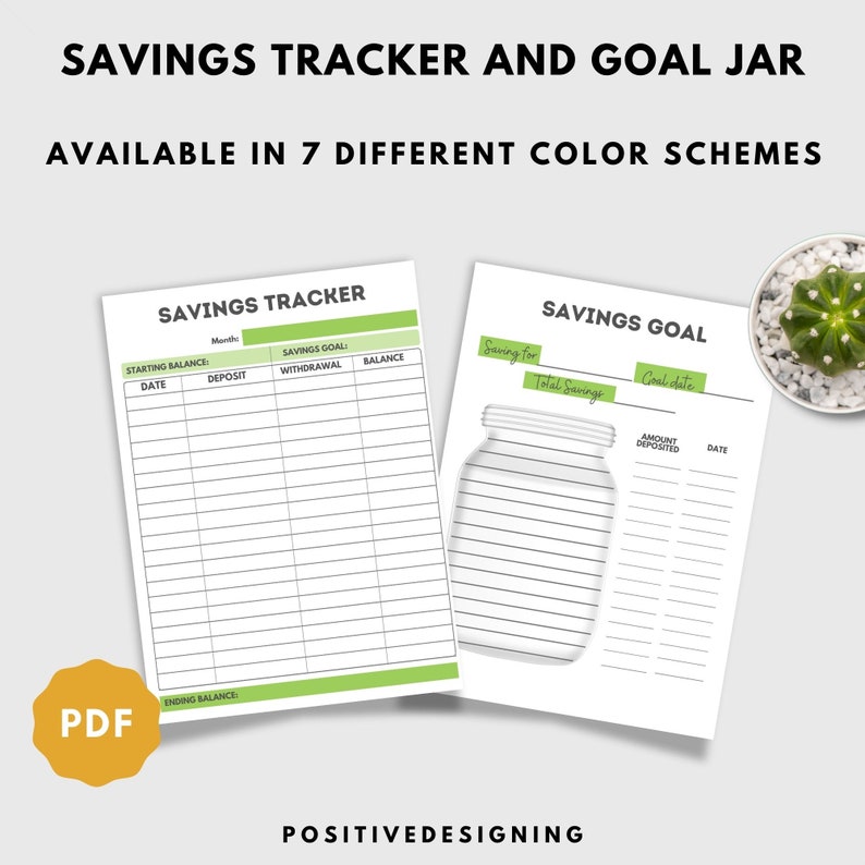 Savings Account Printable, Personal Savings Tracker, Financial Planning ...