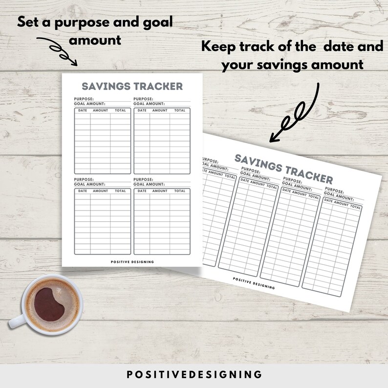 Savings Account Sheet Printable, Personal Savings Tracker, Financial ...