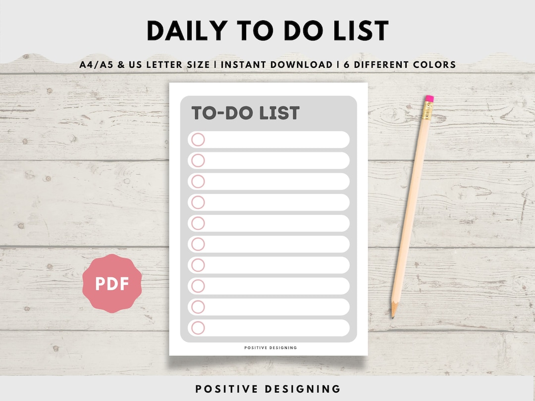 Minimalist to Do List Template, Simple Task Planner (printable PDF) - Etsy