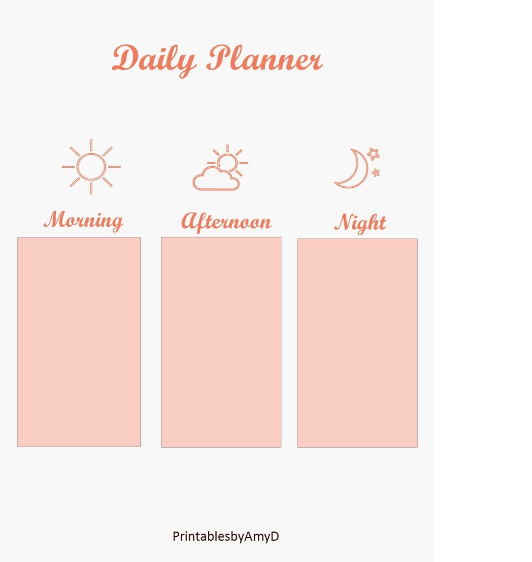 Daily Schedule Printable, Digital Planner, Daily Organizer, Instant ...