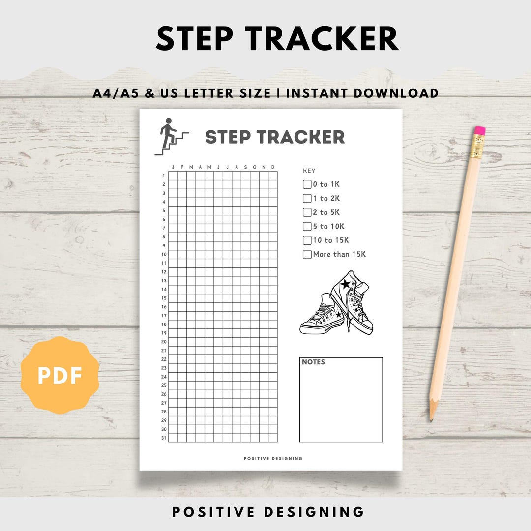 Step Tracker Printable - Monthly Step Tracker - Daily Step Record ...