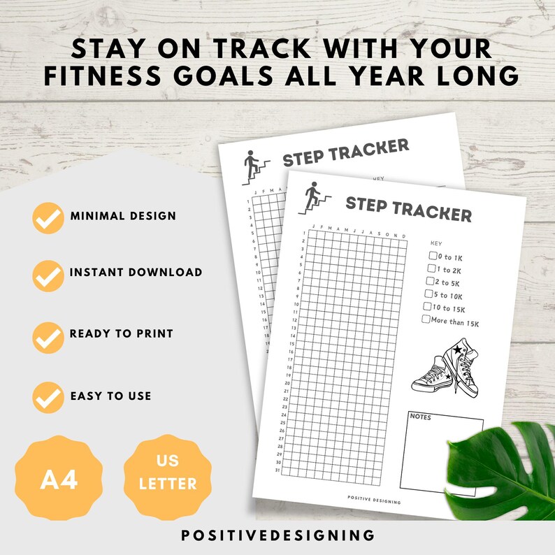 Step Tracker Printable - Monthly Step Tracker - Daily Step Record ...