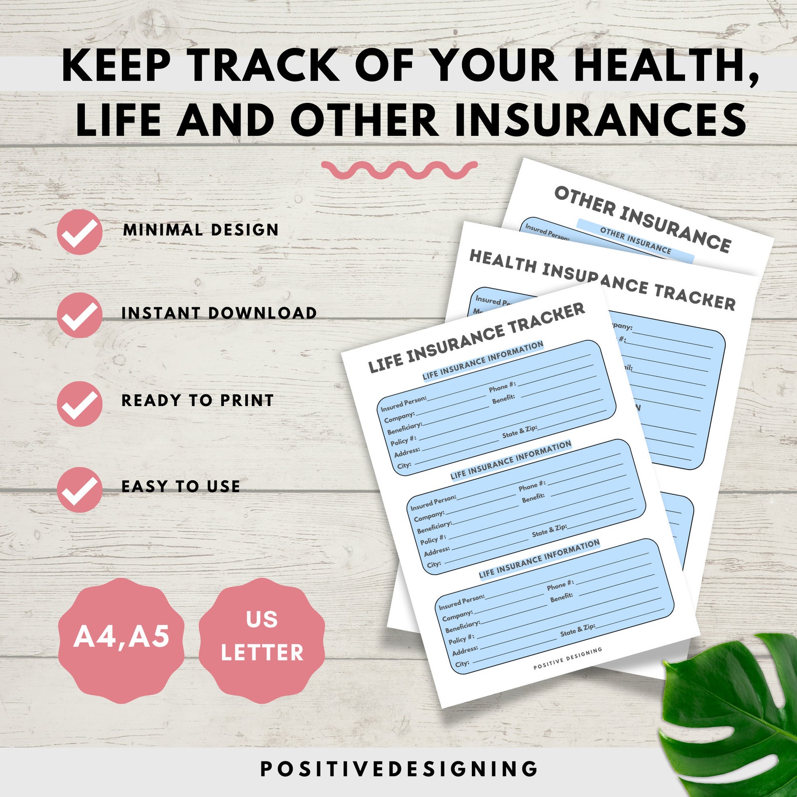 Insurance Tracker Printable, Insurance Tracking Template, Insurance ...