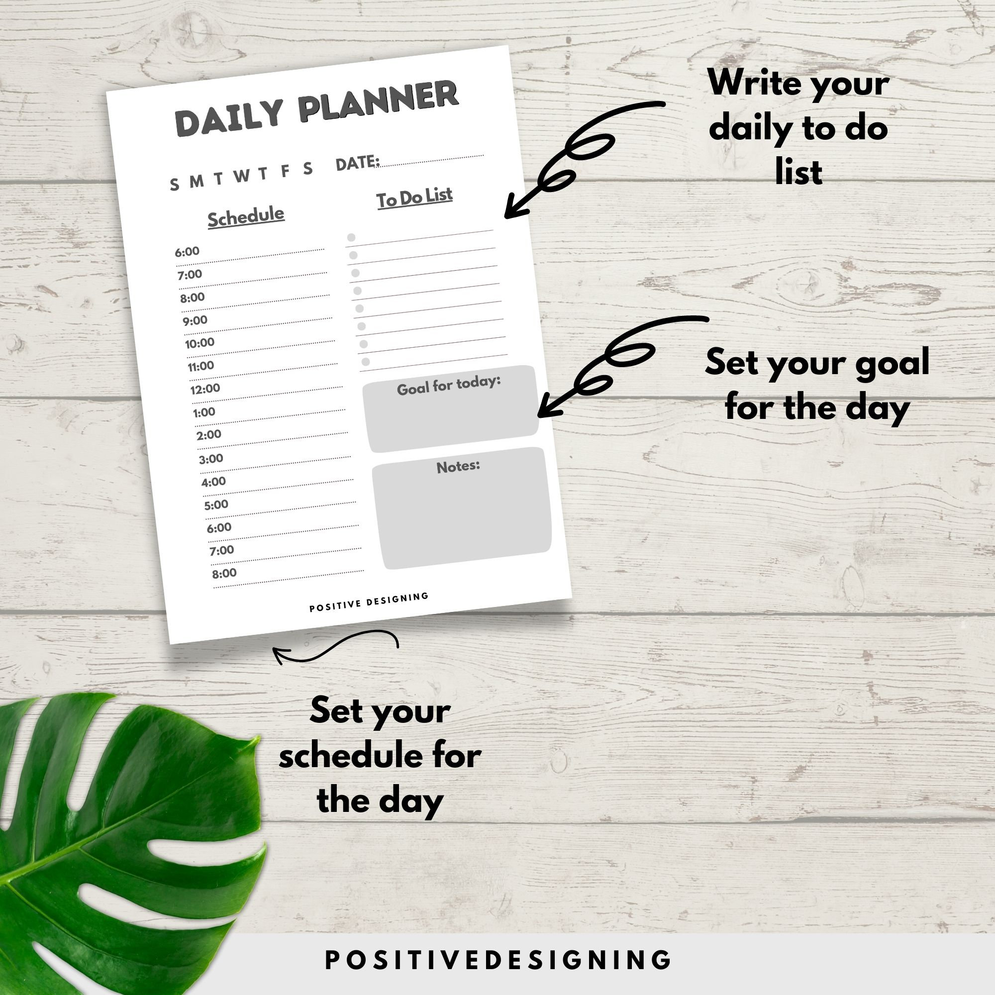 Minimalist Daily Planner Printable, Daily to Do List for Work/home ...