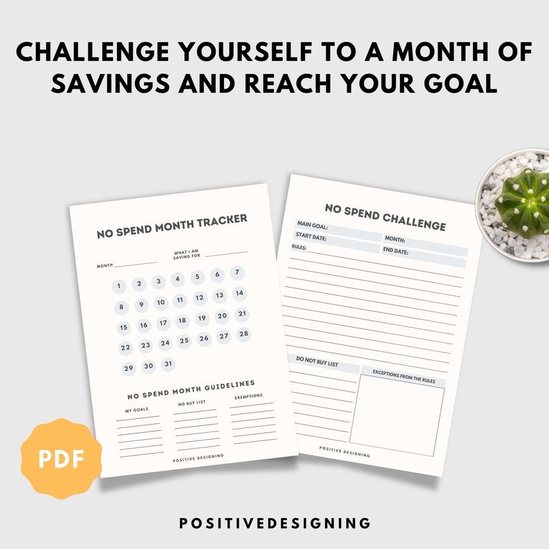 No Spend Challenge, No Spend Tracker, Printable Savings Sheet, Savings ...