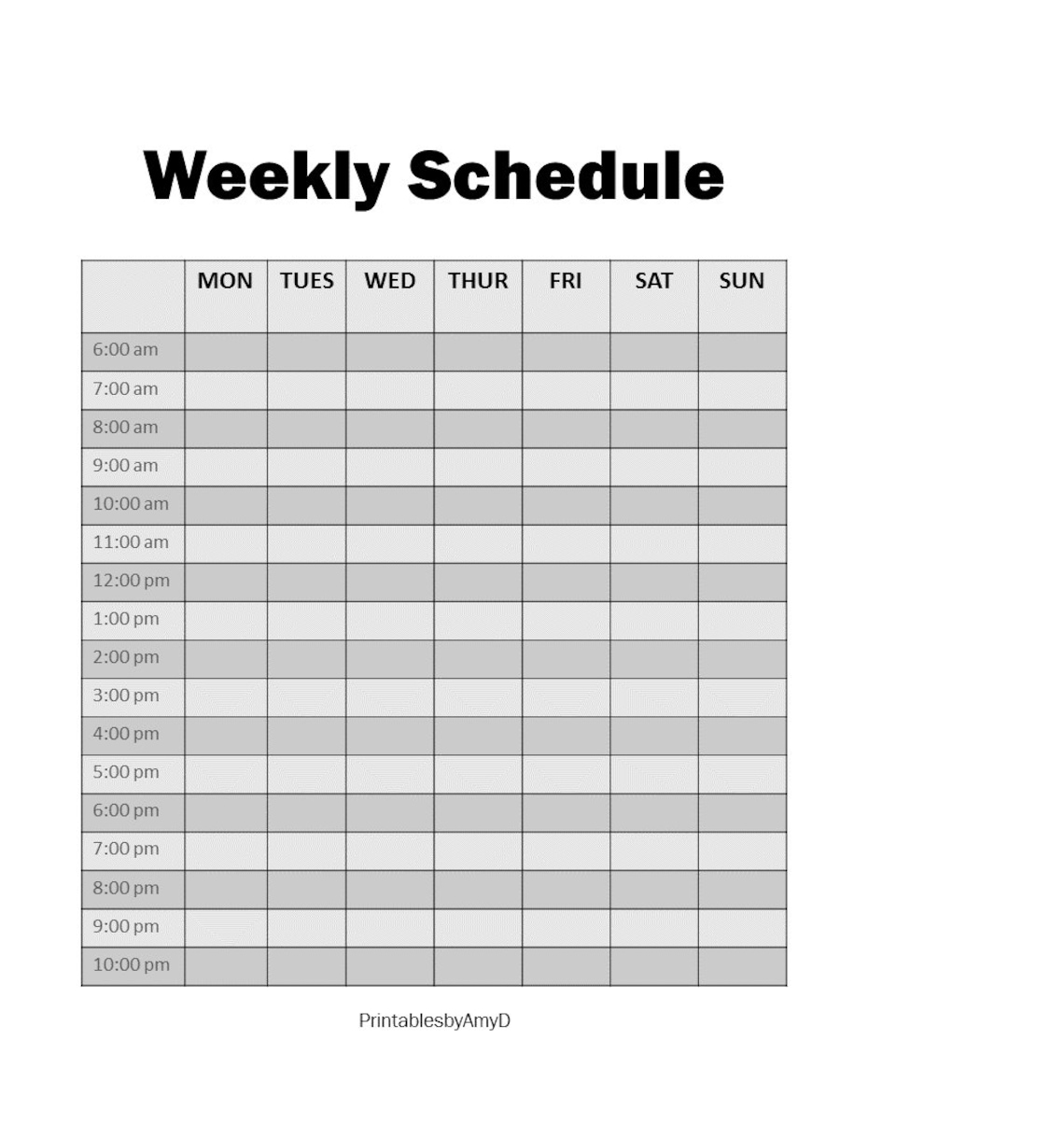 Half Hour Weekly Schedule Printable, Half Hour Daily Schedule Template ...