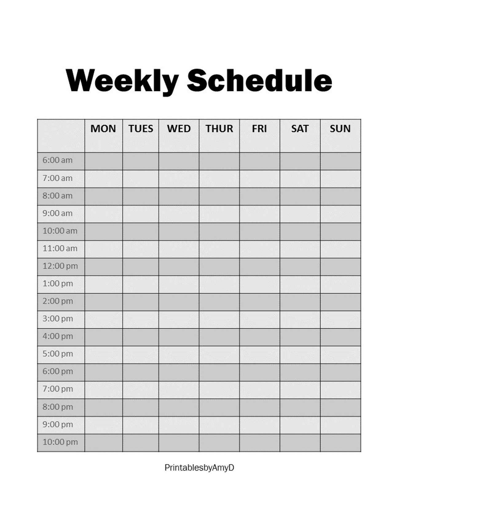 Half Hour Weekly Schedule Printable, Half Hour Daily Schedule Template ...