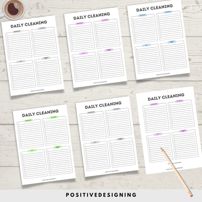 Printable Daily Cleaning Checklist, Declutter Tracker, Cleaner Planner ...