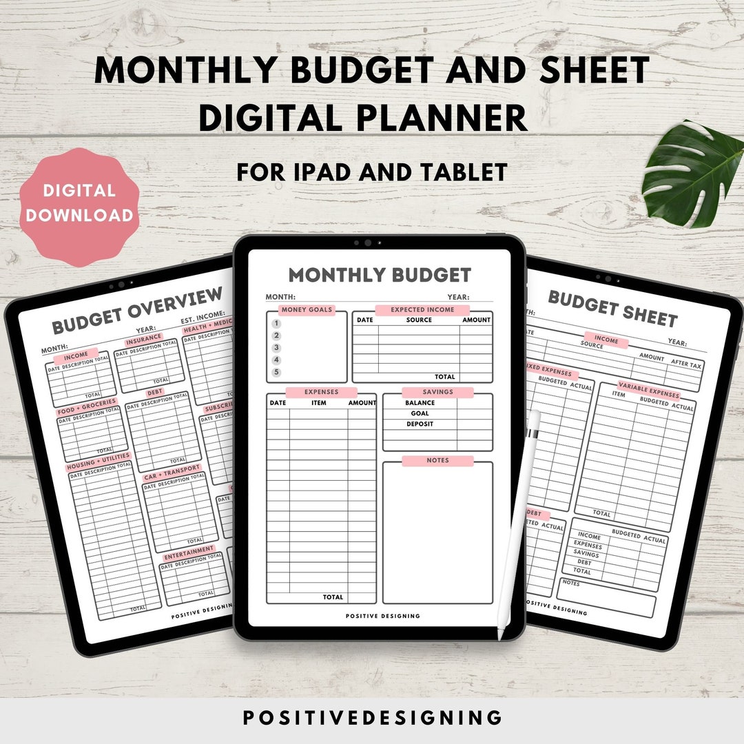 Digital Planner, Monthly Budget Planner Digital, Financial Journal ...
