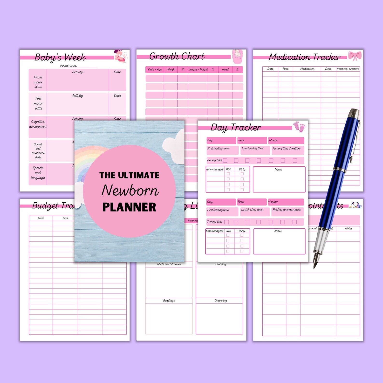 Newborn Baby Planner Printable, Mom & Baby Tracker (digital Download ...