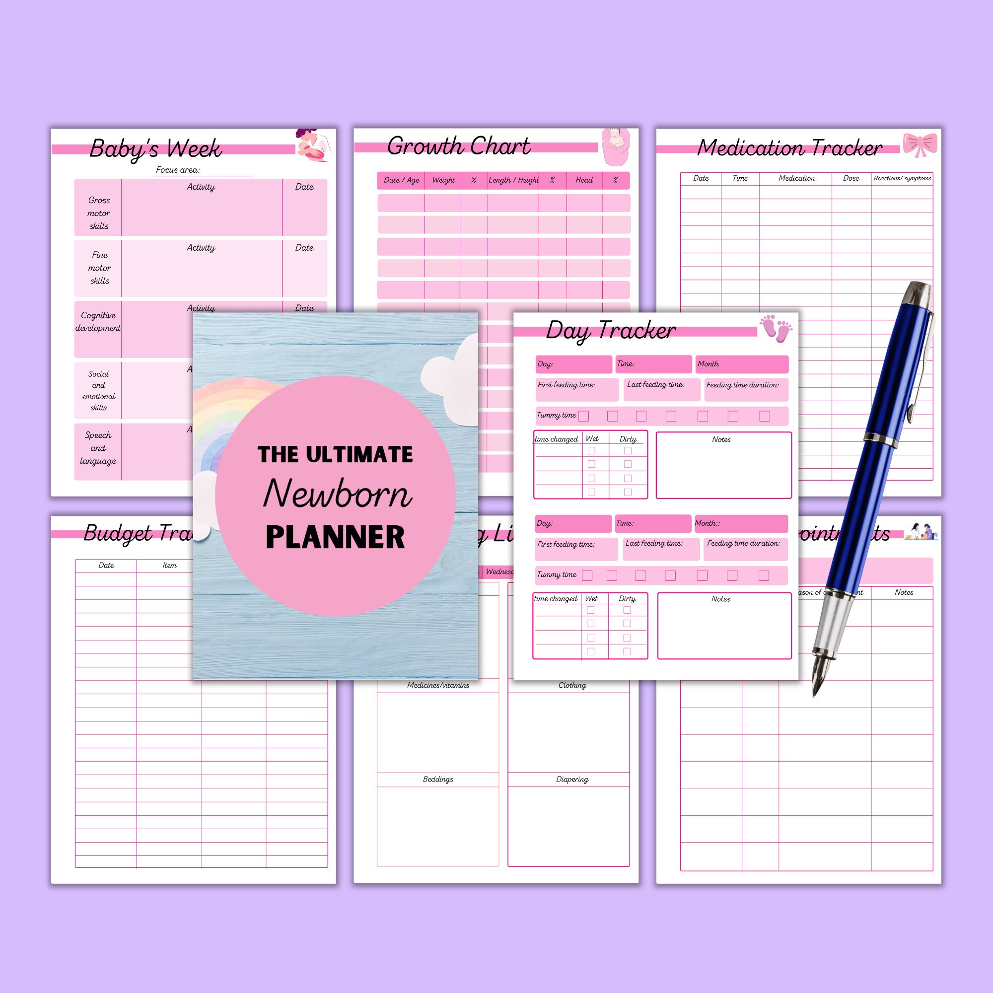 Baby Planner Printable Digital Download, Newborn Planner, New Mom ...