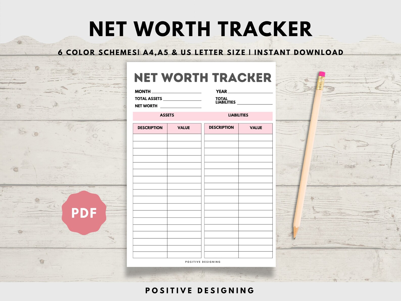 Net Worth Tracker Printable, Finance Planner (PDF Instant Download) - Etsy