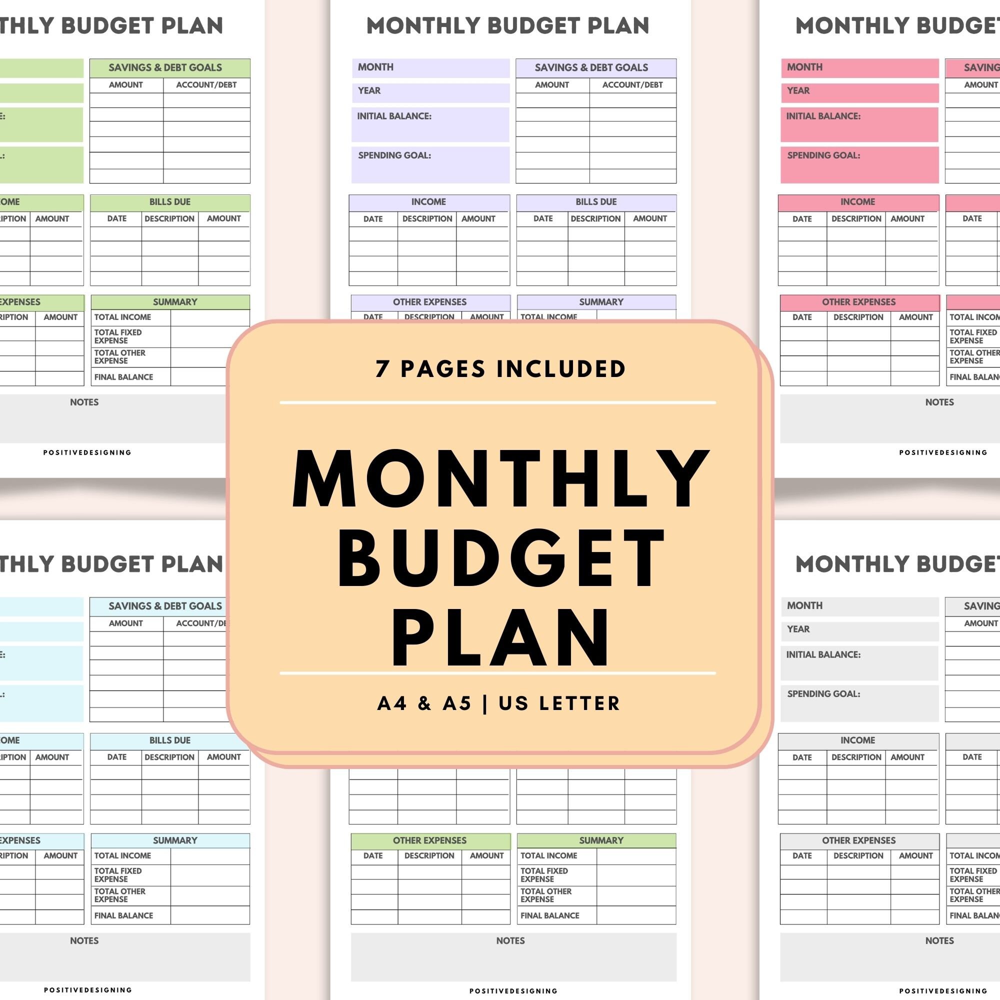 Monthly Budget Template, Budget Planner, Monthly Budget Printable ...
