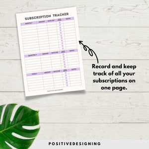 Subscription Tracker Printable | Budget Planner | Account Tracker ...