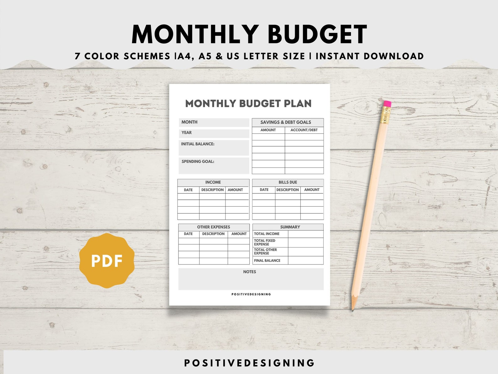 Monthly Budget Template, Budget Planner, Monthly Budget Printable ...