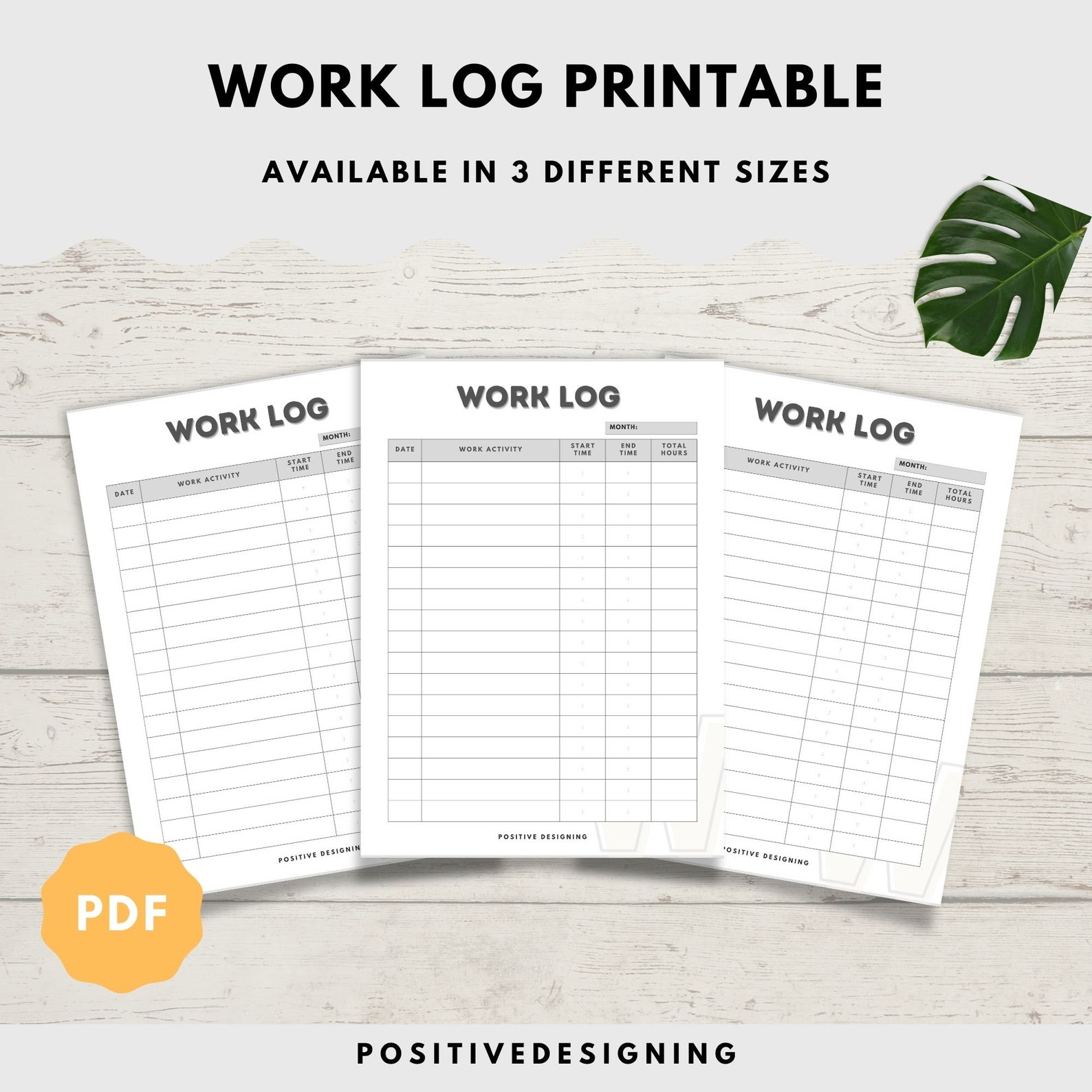 Printable Work | Time Log and Tracker | Activity Hours Log Printable ...