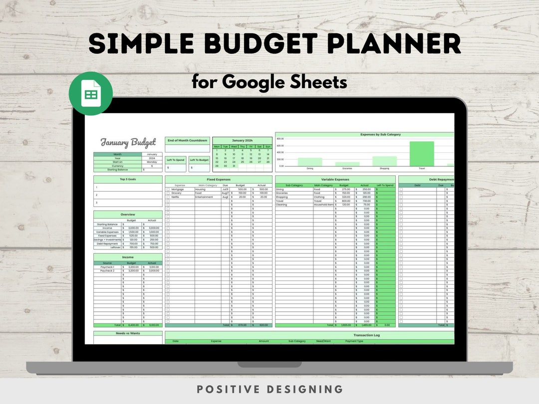 Budget Planner Google Sheet Monthly Budget Spreadsheet Paycheck Budget ...