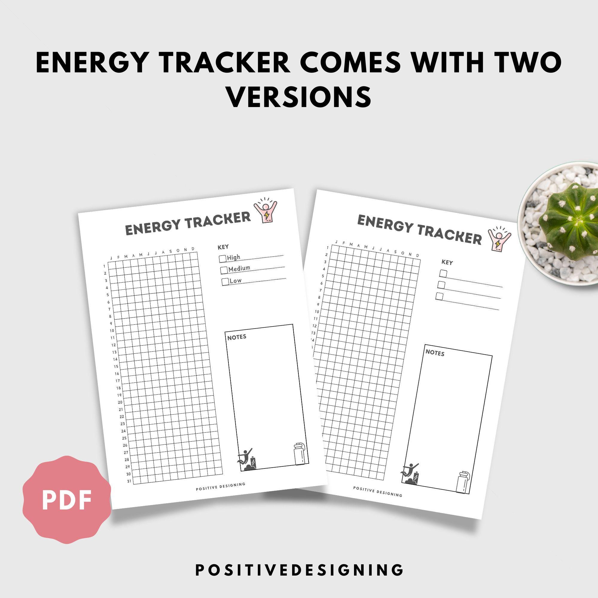 Energy Tracker Journal Page - Printable Mood Tracker - Daily Energy Log ...