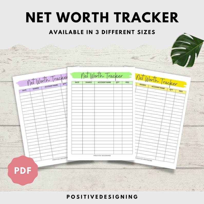 Net Worth Tracker Printable, Asset and Liability Balance Sheet ...