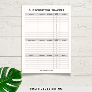 Subscription Tracker Printable | Budget Planner | Account Tracker ...