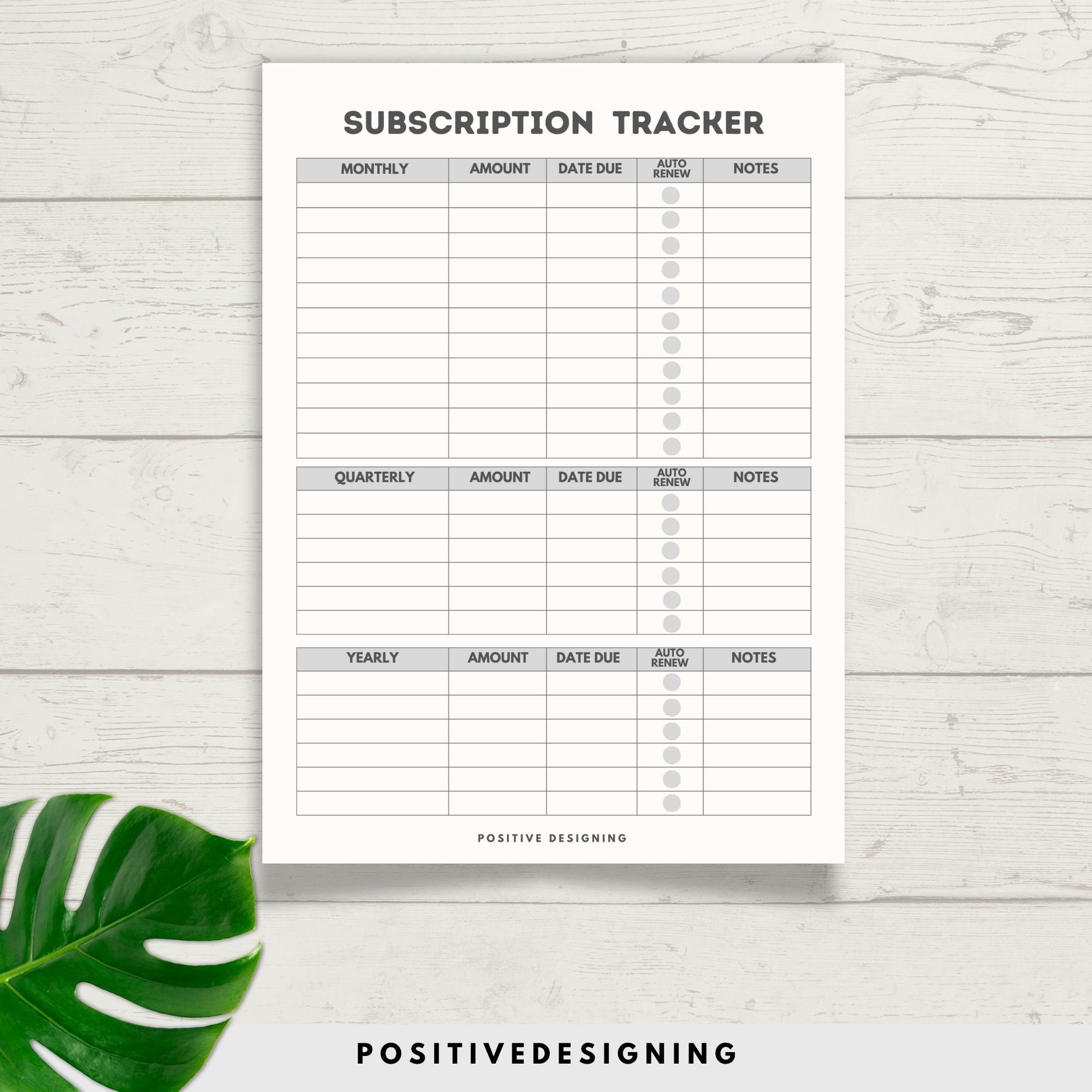 Subscription Tracker Printable | Budget Planner | Account Tracker ...