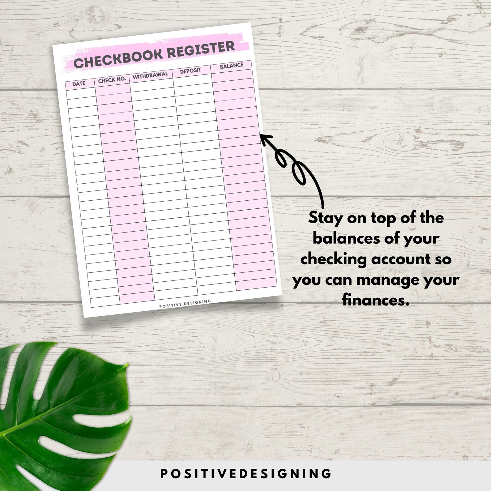 Printable Checkbook Register, Check Book Balance Log, Account Ledger ...