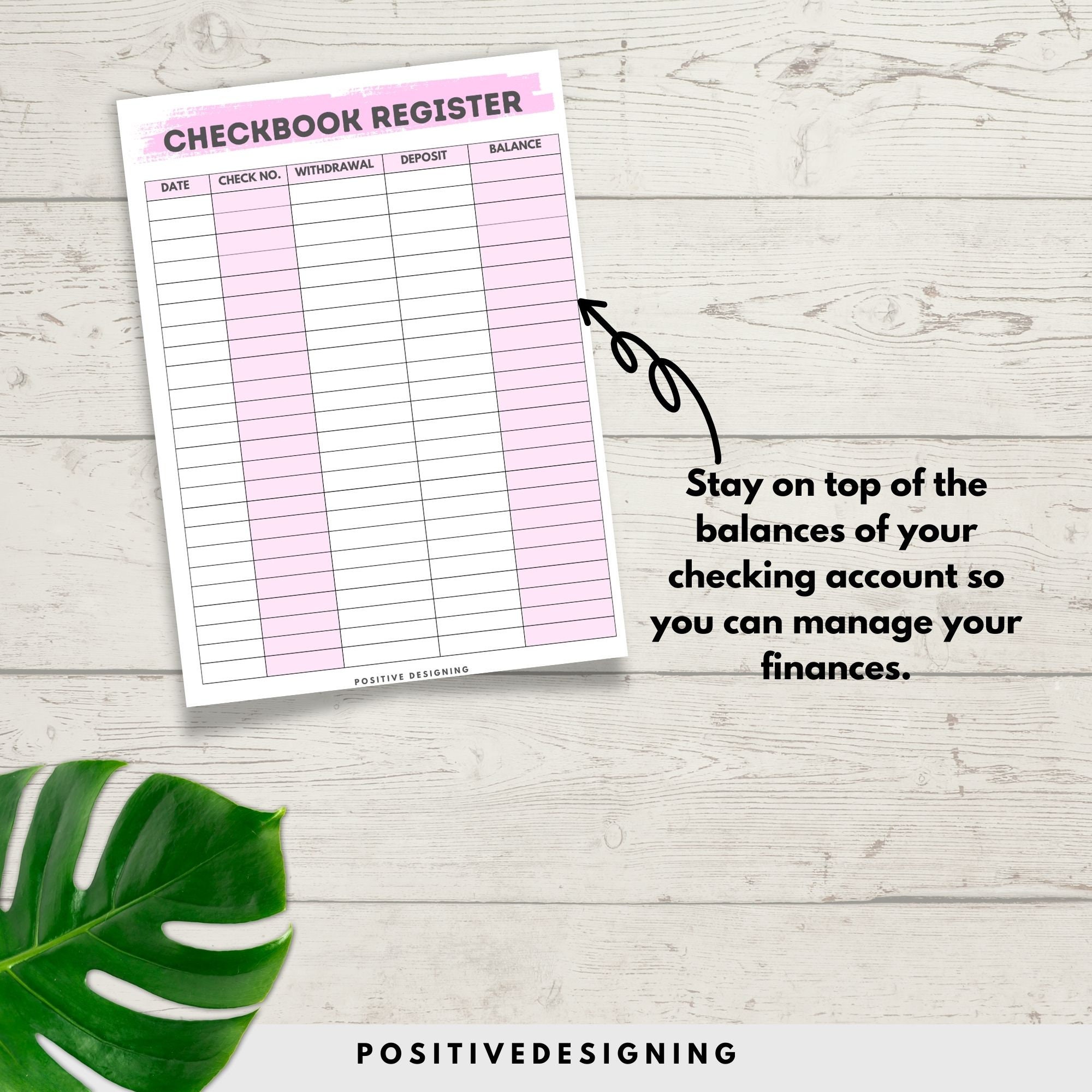 Printable Checkbook Register, Check Book Balance Log, Account Ledger ...
