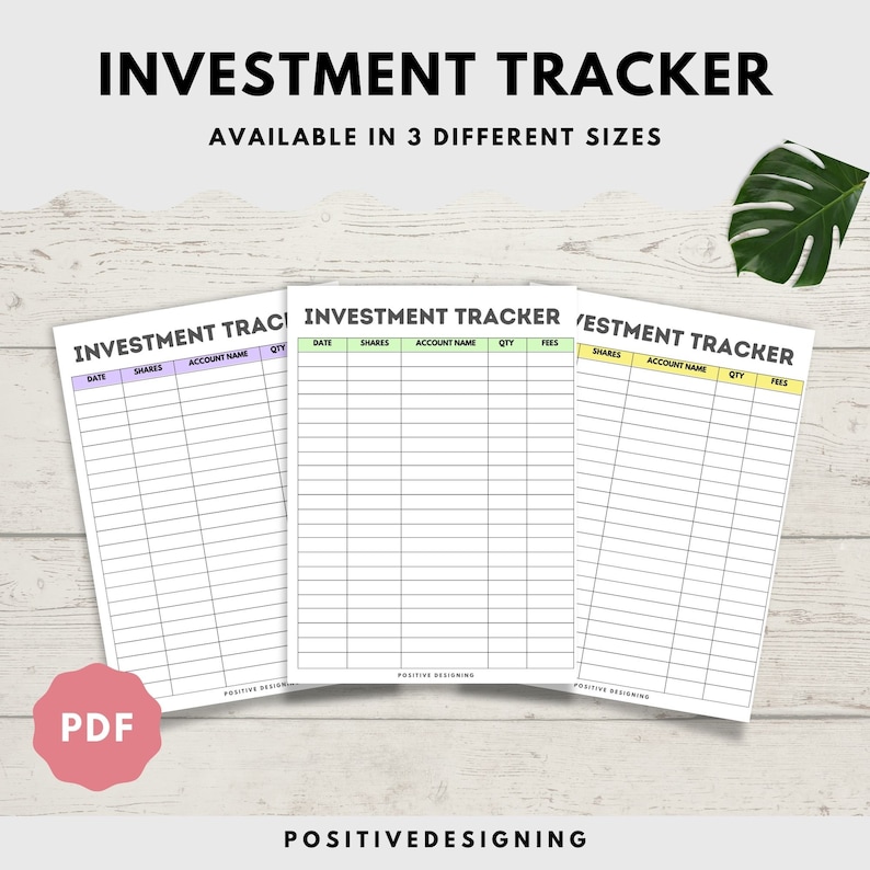 Investment Tracker Printable | Stock Portfolio Progress Log | Money ...