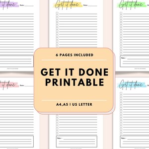 Get It Done, Printable to Do List Template, Task List, Daily to Do List ...