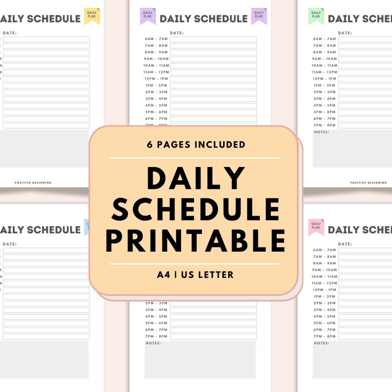 Daily Schedule Daily Planner Printable Daily Routine Schedule Template ...