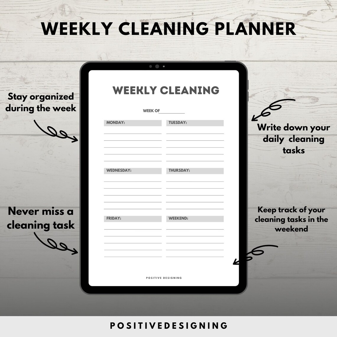 Digital Planner, Weekly Cleaning, Digital Cleaning Template, Cleaning ...