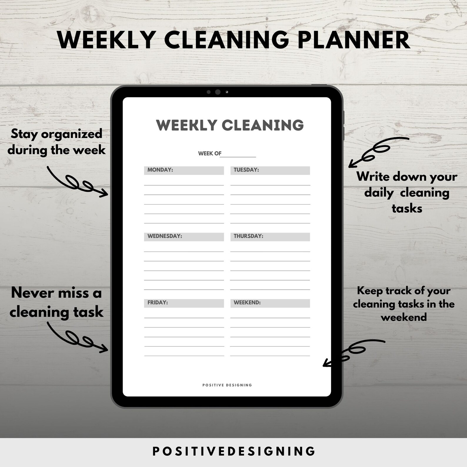 Digital Planner, Weekly Cleaning, Digital Cleaning Template, Cleaning ...