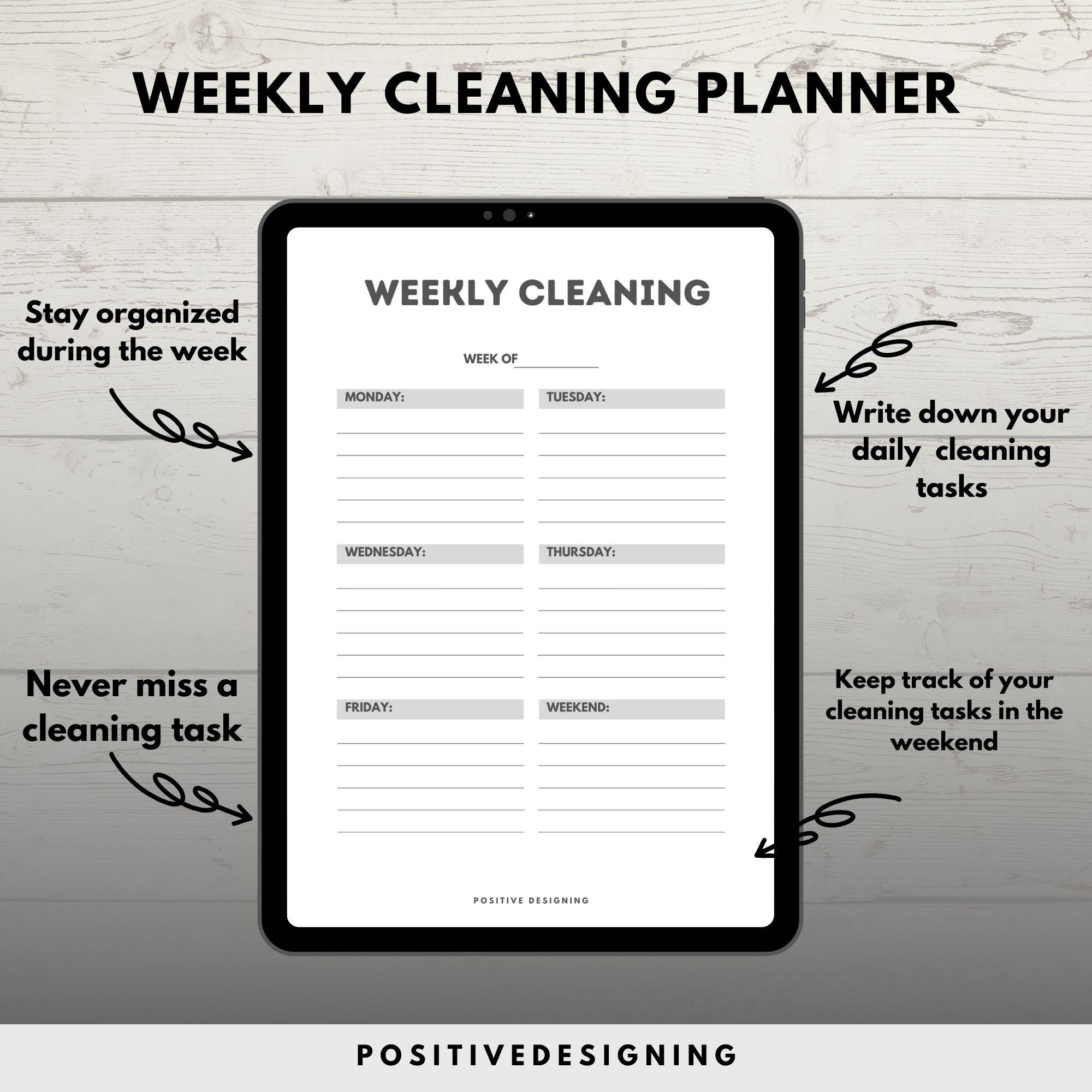 Digital Planner, Weekly Cleaning, Digital Cleaning Template, Cleaning ...