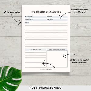 No Spend Challenge, No Spend Tracker, Printable Savings Sheet, Savings ...