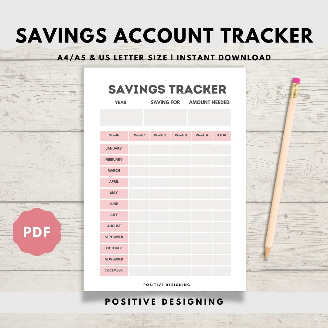 Savings Account Sheet Printable Personal Savings Tracker - Etsy