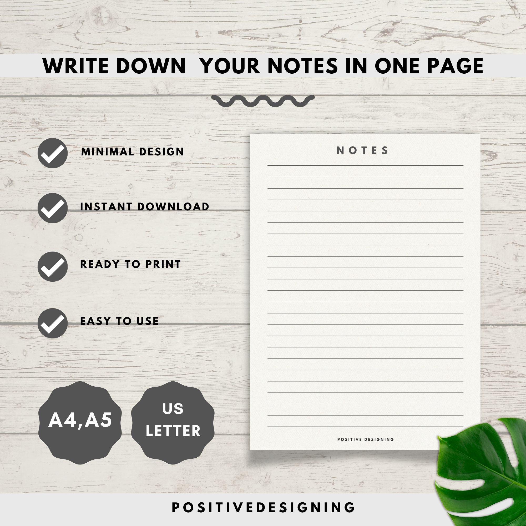 Notes Page Printable, Lined Notes Template, Note Taking, Writing Paper ...