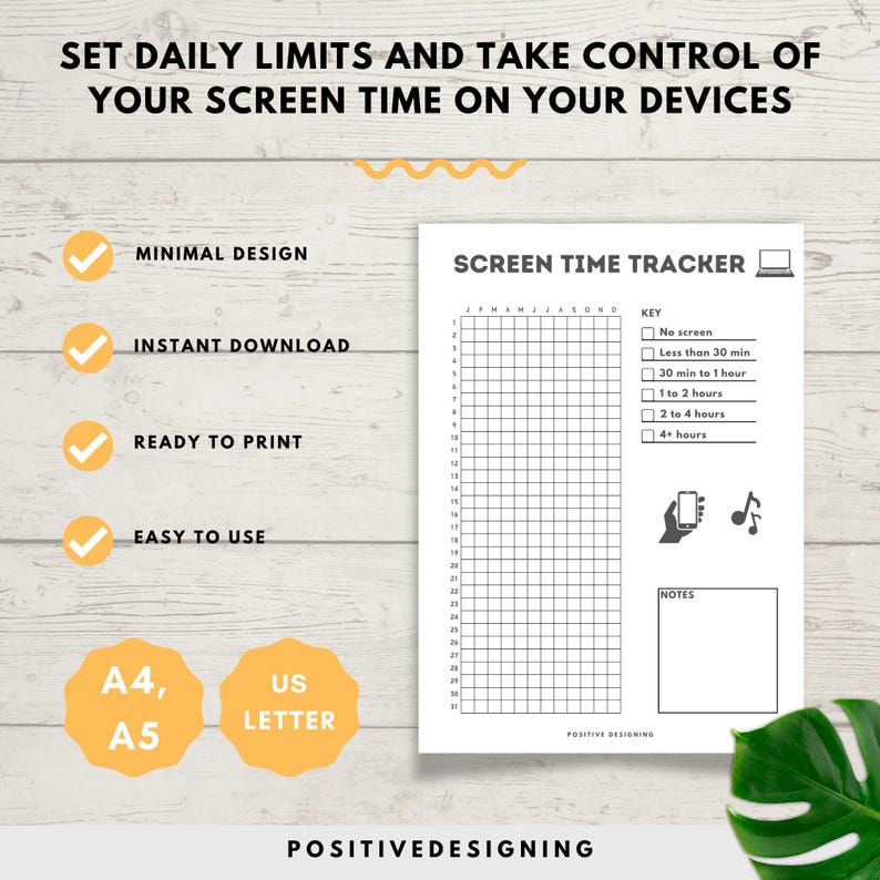 Screen Time Tracker Printable - Yearly Screen Time Tracker - Monthly ...