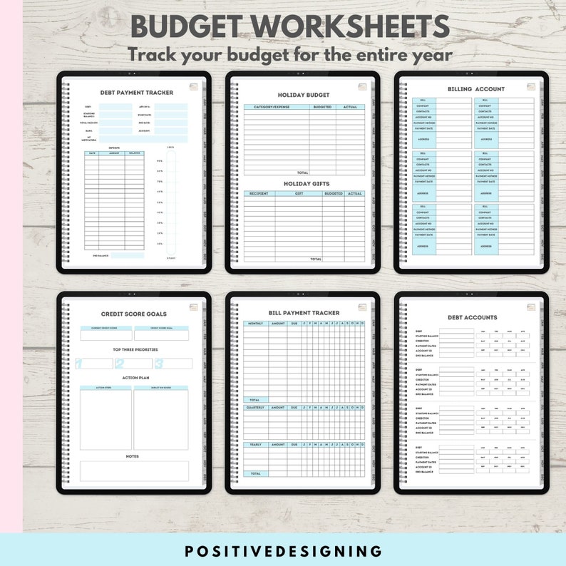 Money Planner - Digital Budget Planner - Savings Planner - Blue Budget ...