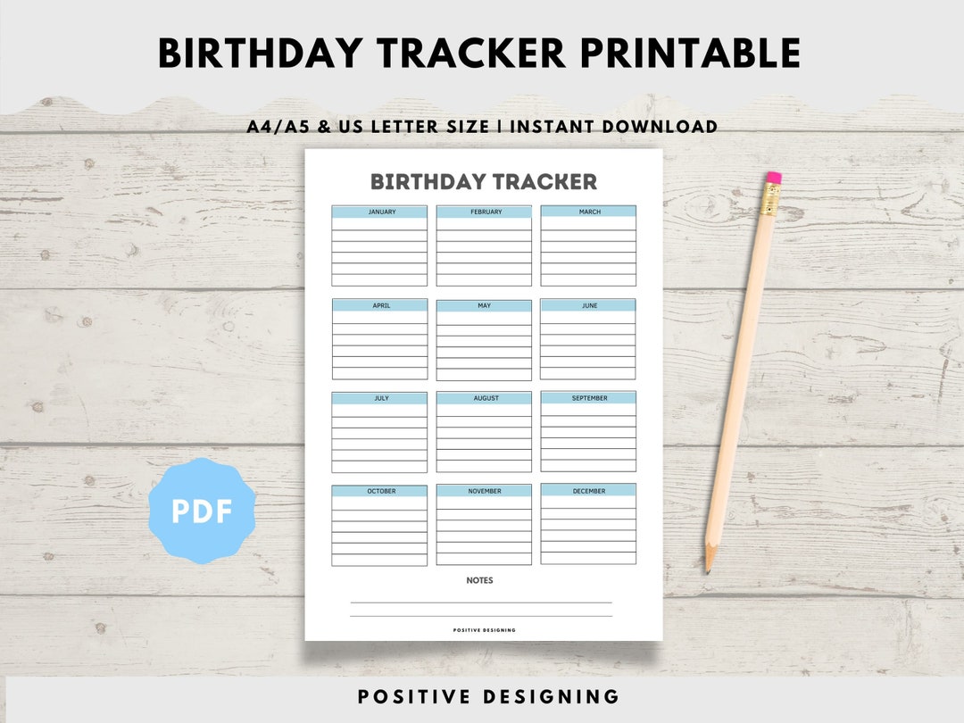 Birthday Tracker | Printable Birthday List | Birthday Planner ...