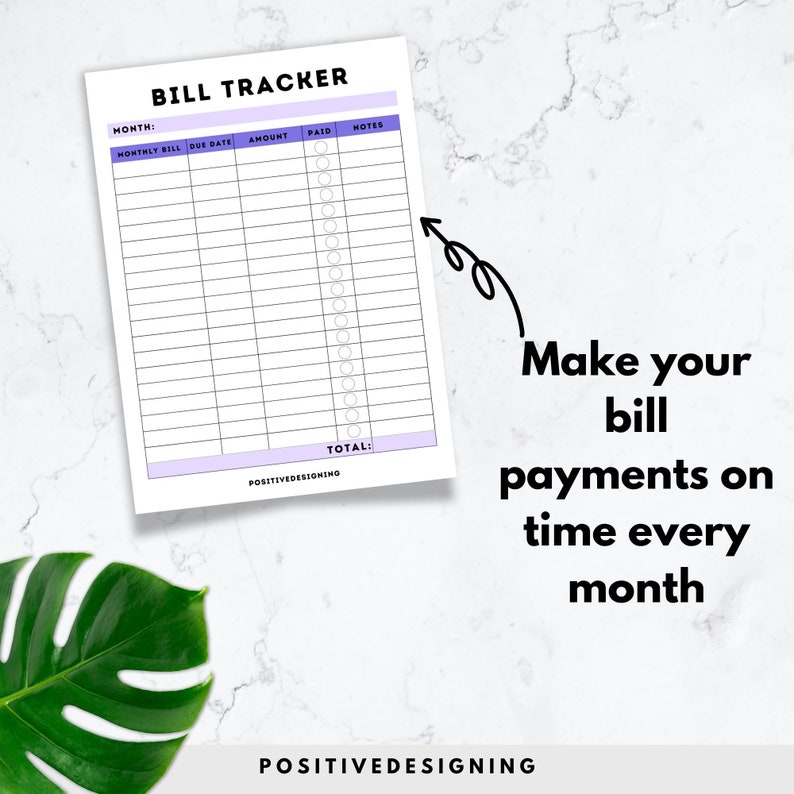 Monthly Bill Tracker Printable Bill Payment Tracker Bill - Etsy