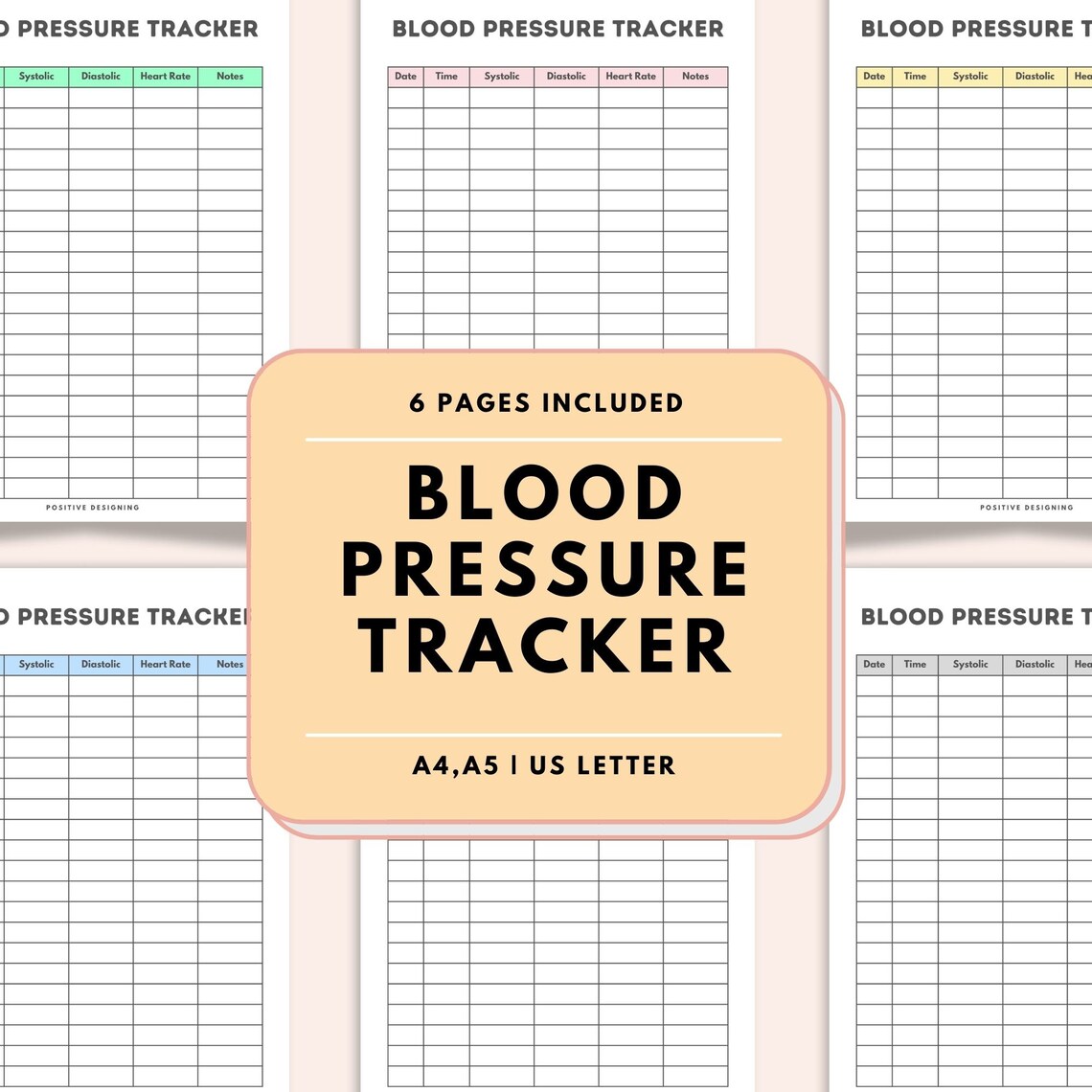Blood Pressure Chart Printable - Instant Download, Medical Tracker ...