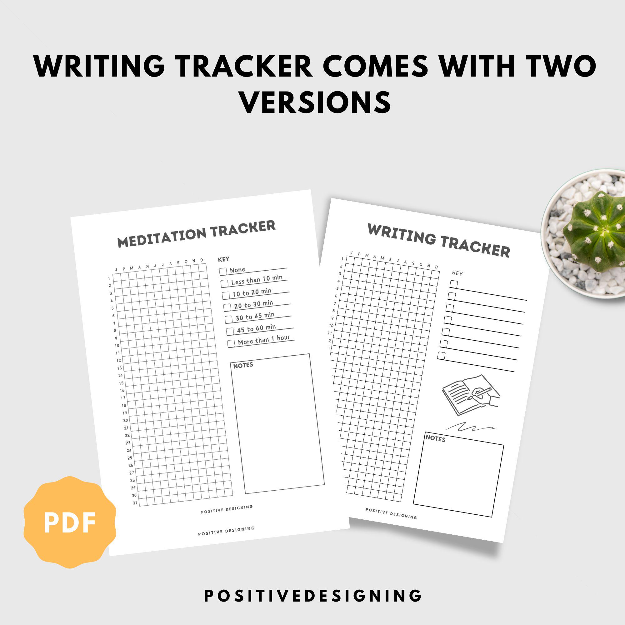 Writing Tracker - Printable Journal Page for Word Count, Writing Log ...