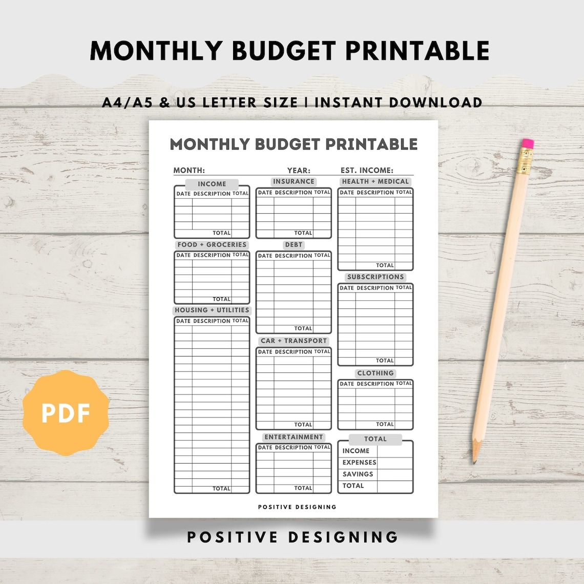 Monthly Budget Planner Printable Financial Journal Monthly - Etsy