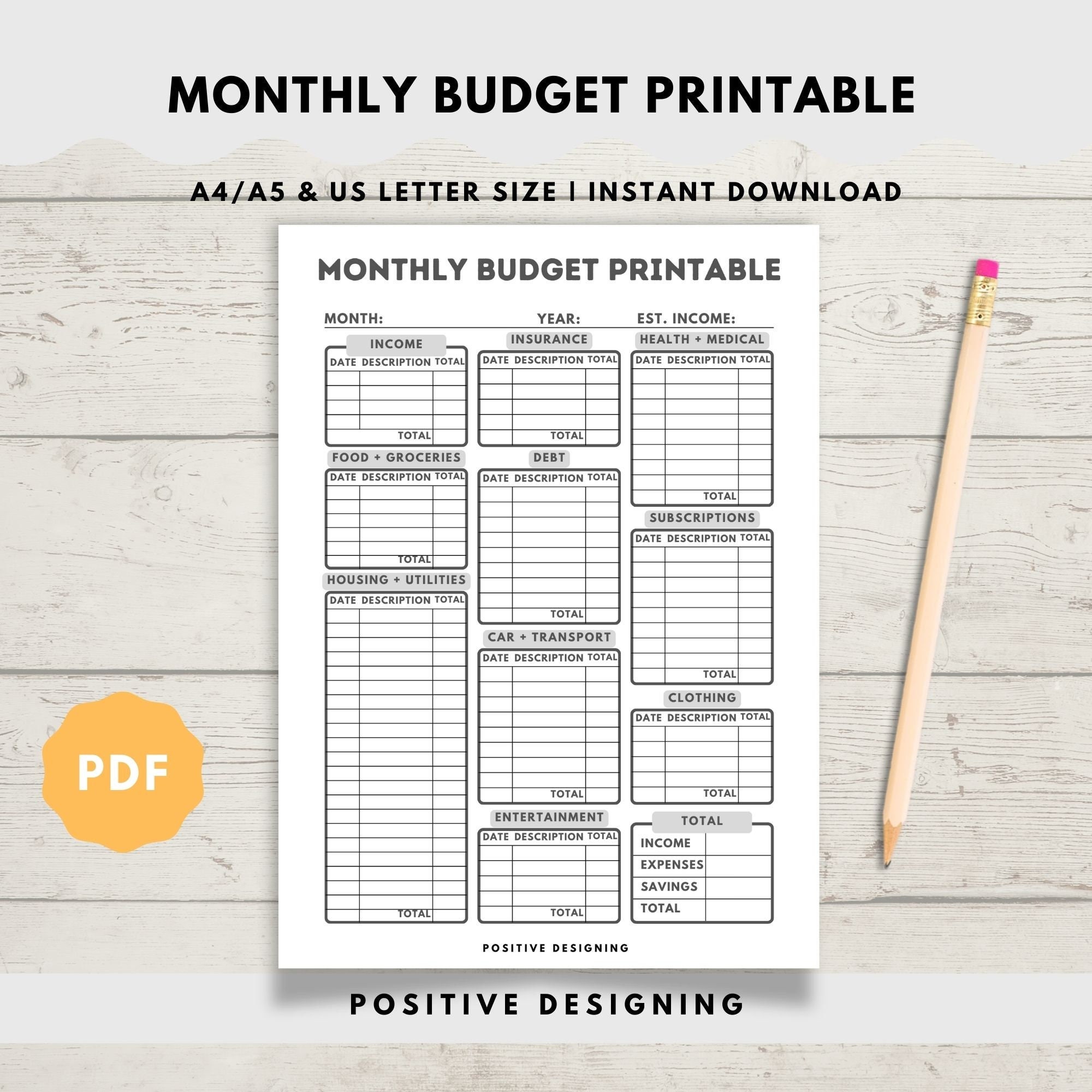 Monthly Budget Planner Printable Financial Journal Monthly - Etsy