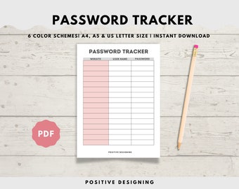 Printable Password Tracker, Password Log, Address Book Pages, Instant ...