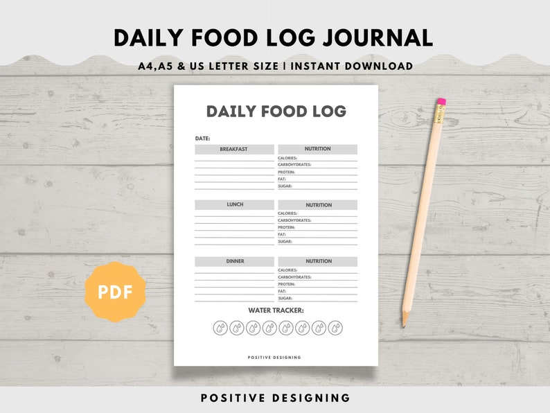 Food Journal Printable, Meal Planner, Food Tracker, Meal Tracker ...