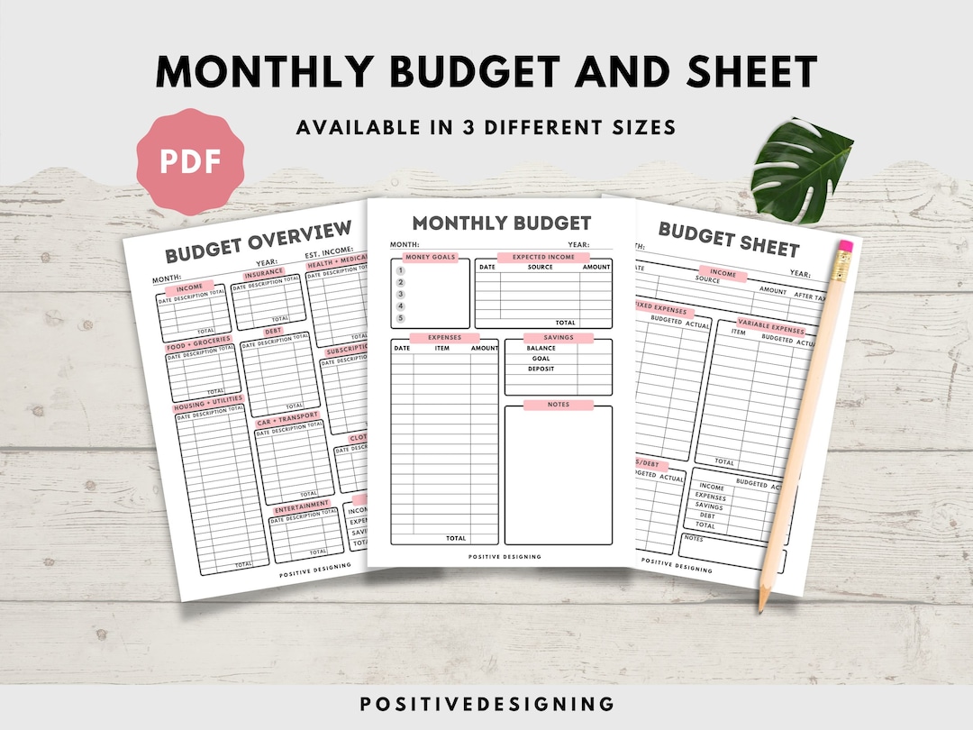 Monthly Budget Planner Printable Financial Journal Monthly Budget Sheet ...