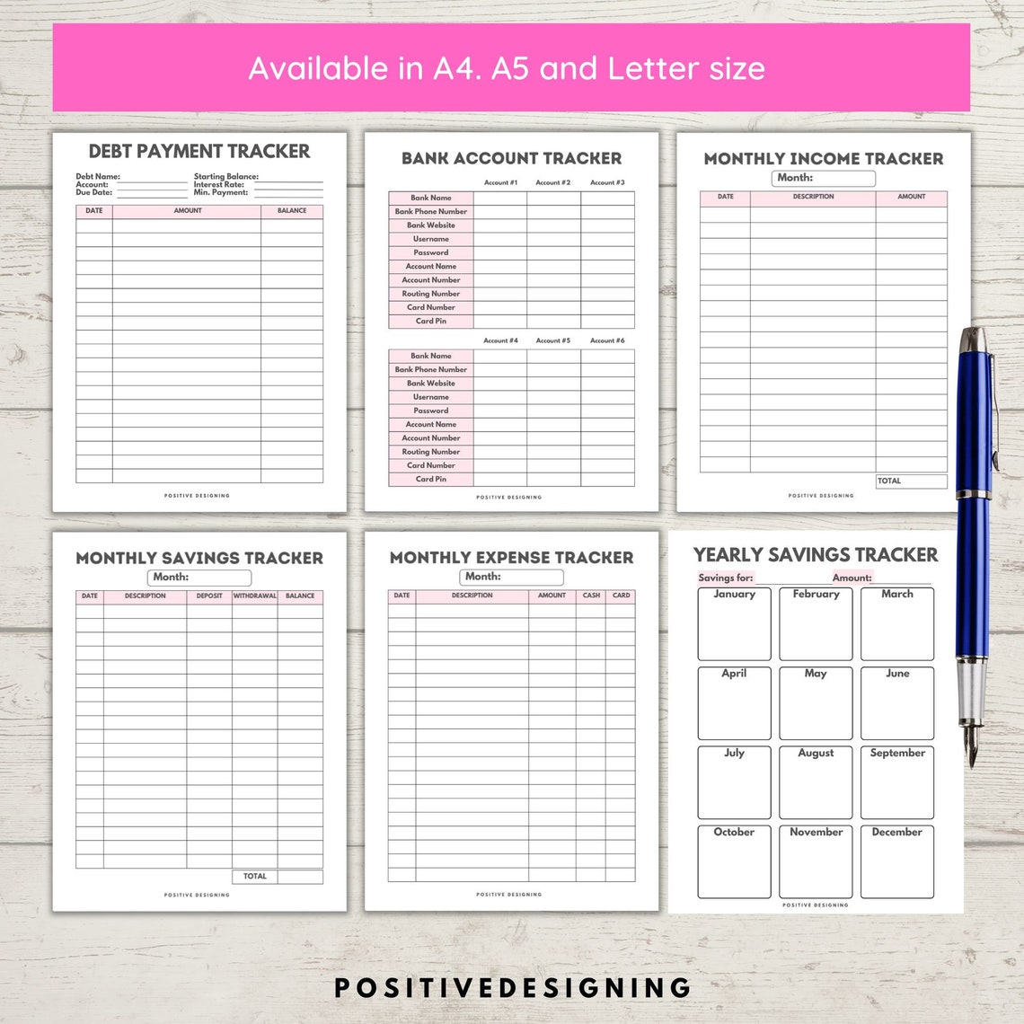 Finance Planner Bundle, Budget Planner Templates, Financial Savings ...